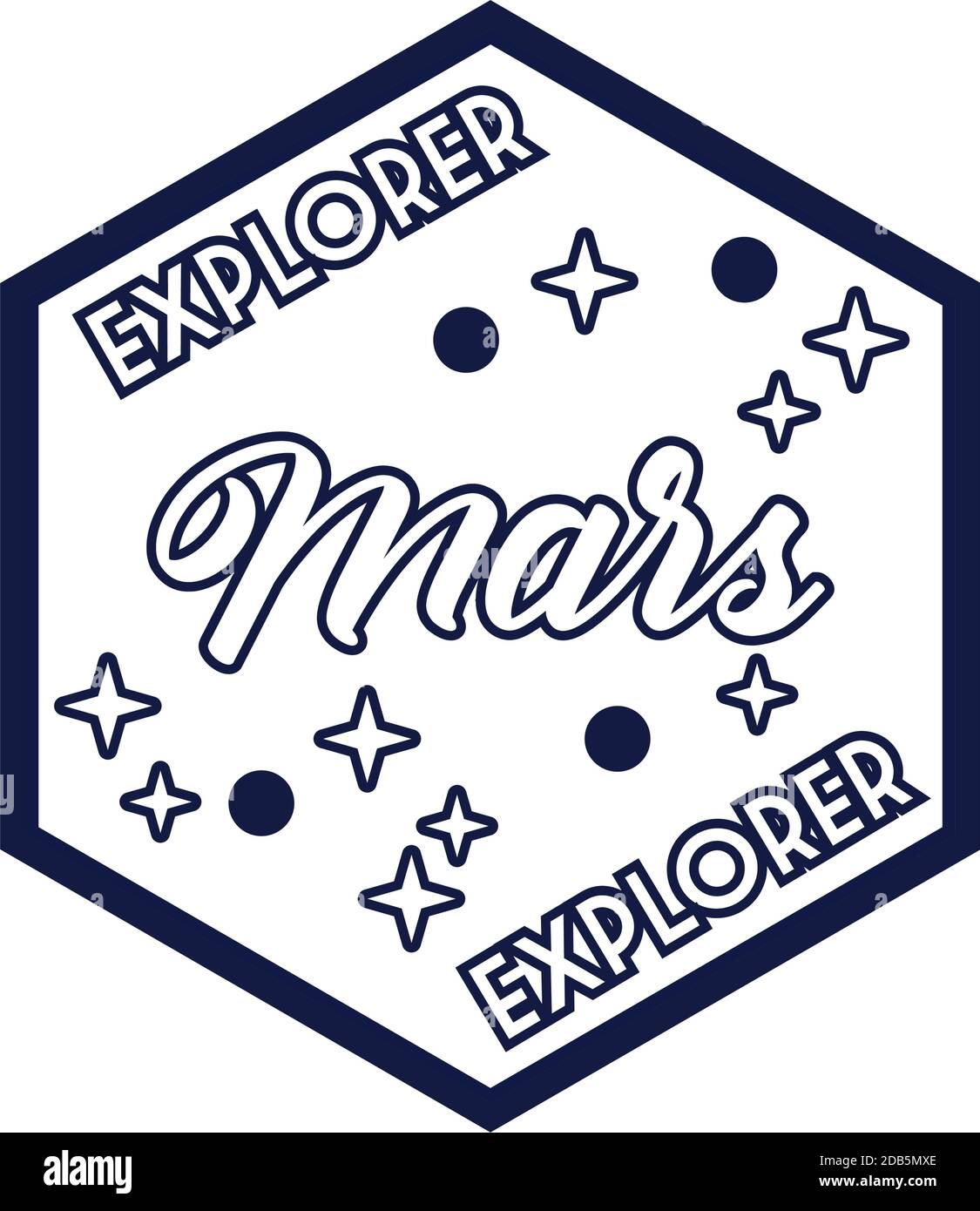space badge with explorer mars lettering line style vector illustration ...