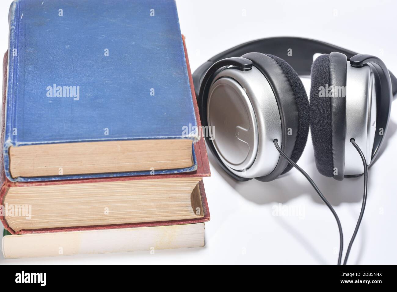 A set of books being played as audio through the headphone speakers ...