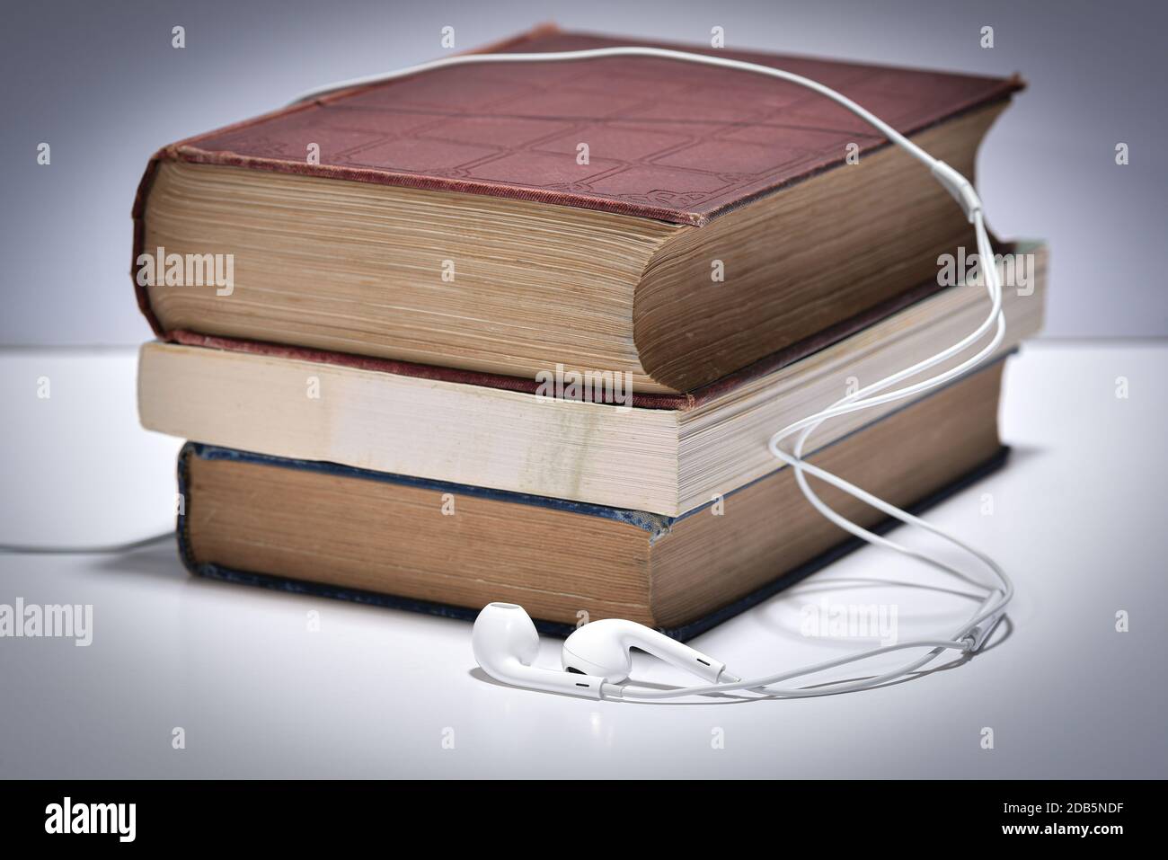 A set of books being played as audio through the headphone speakers ...