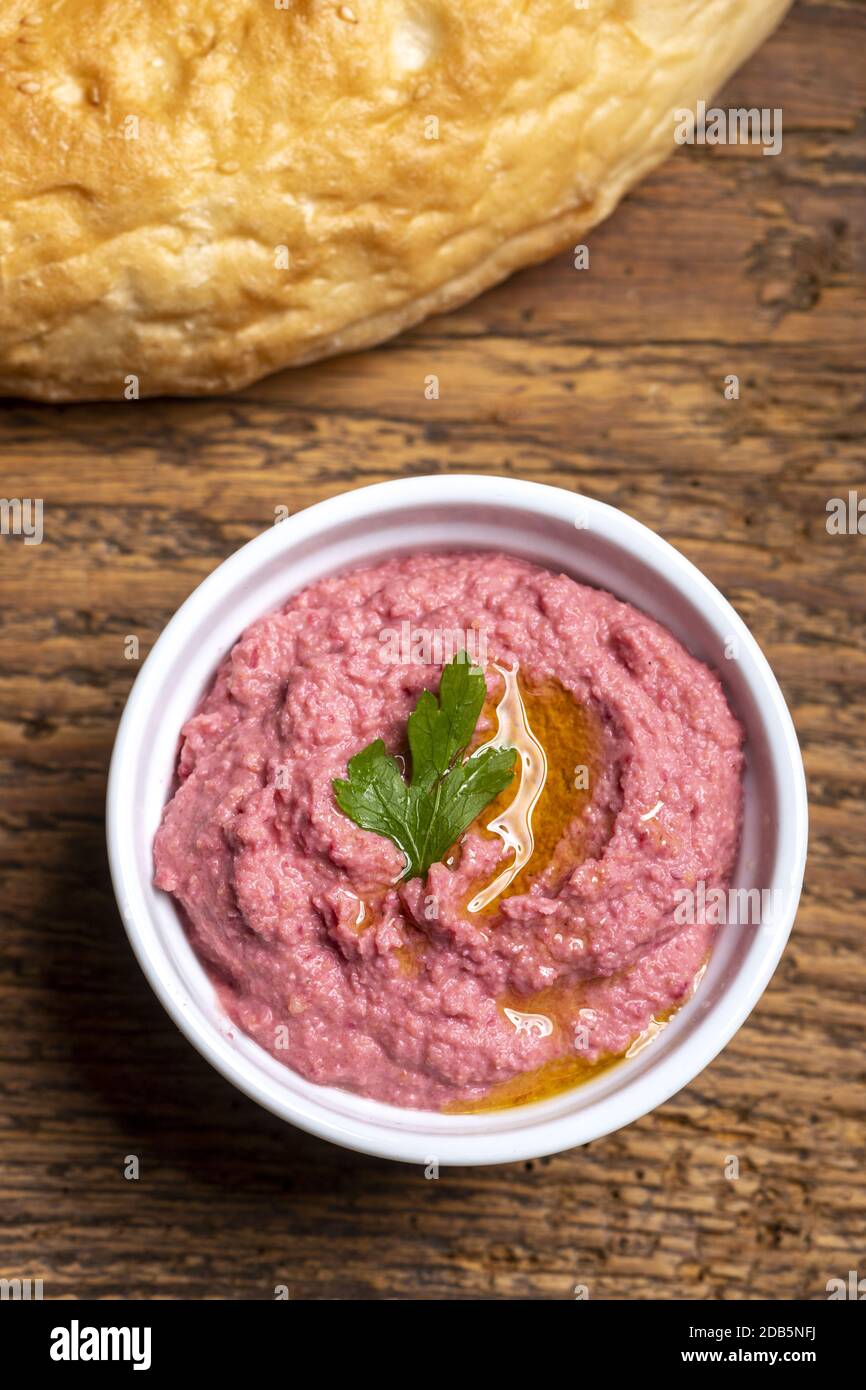 arabic humus spread with bread Stock Photo - Alamy