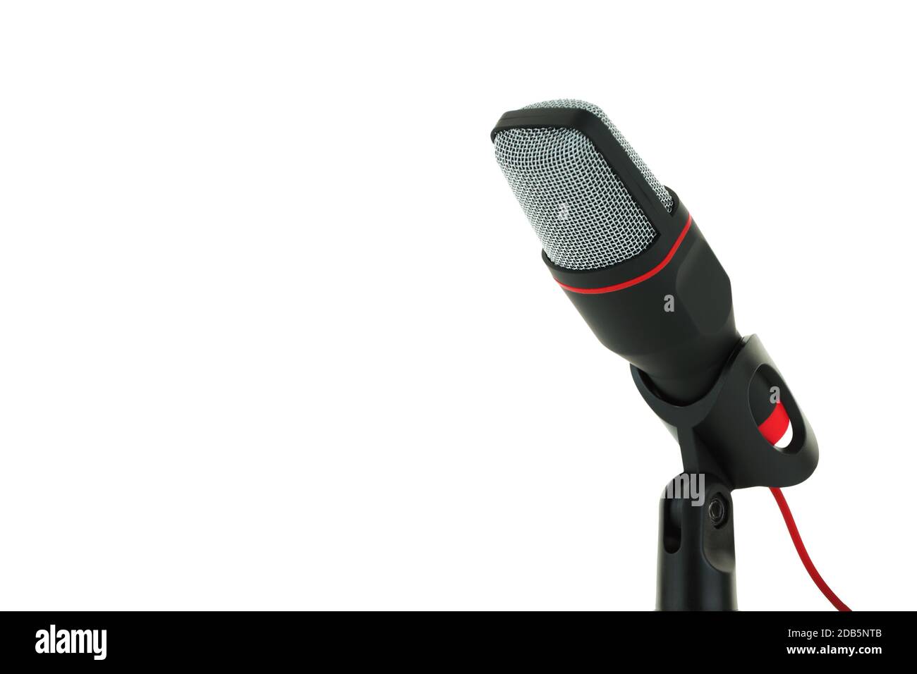 A black and red microphone isolated on white Stock Photo - Alamy