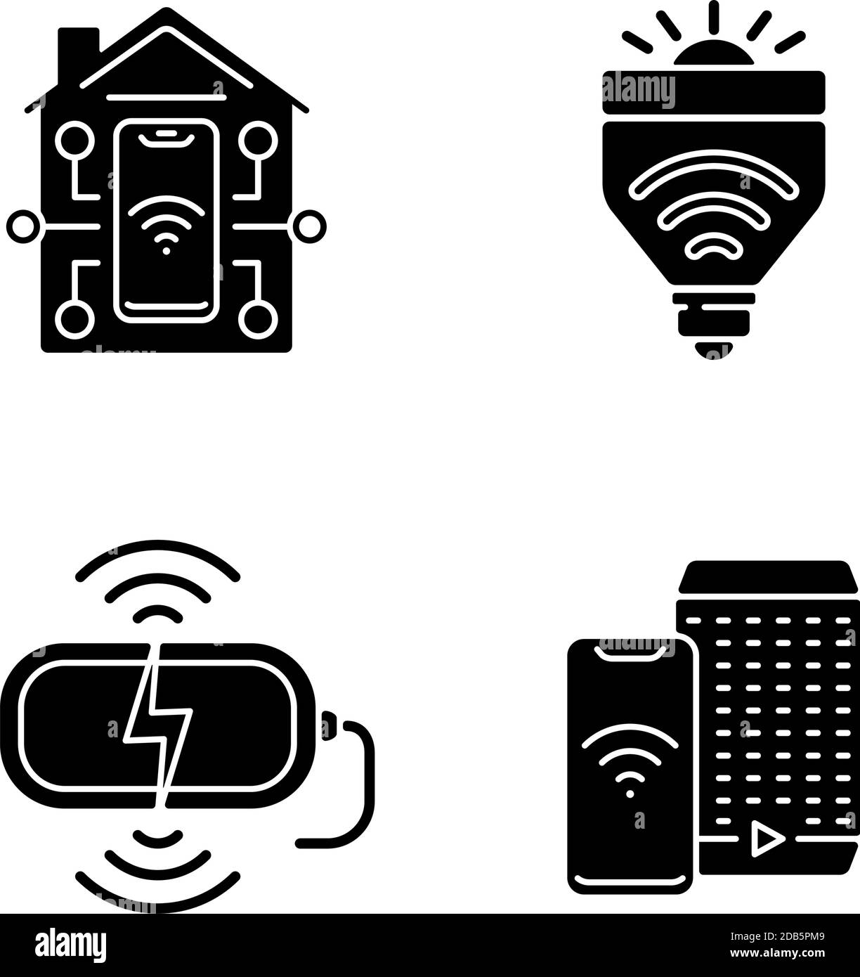 Remote access to different devices black glyph icons set on white space ...