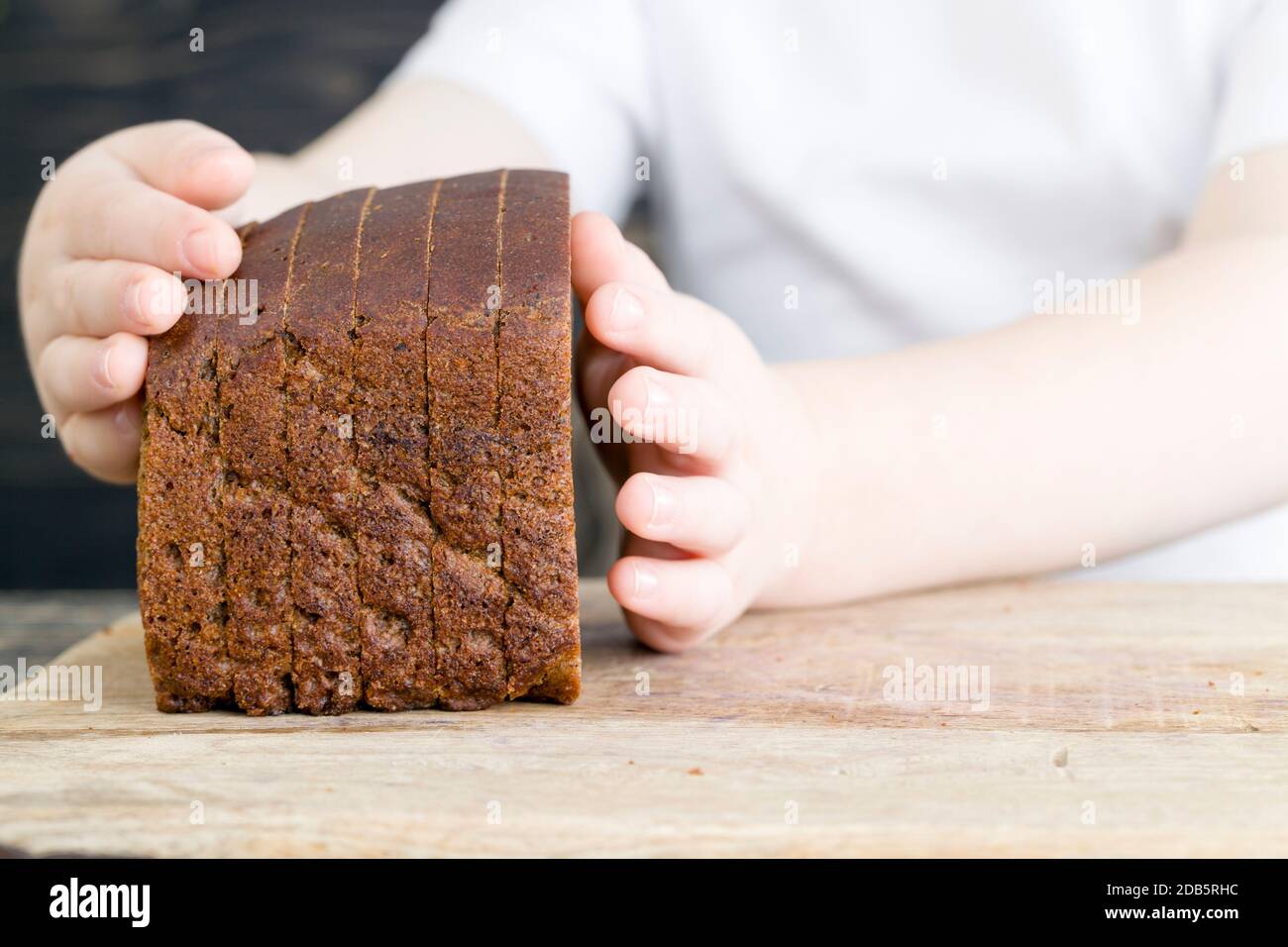 chunks of dark bread made from rye flour, close-up of food Stock Photo ...