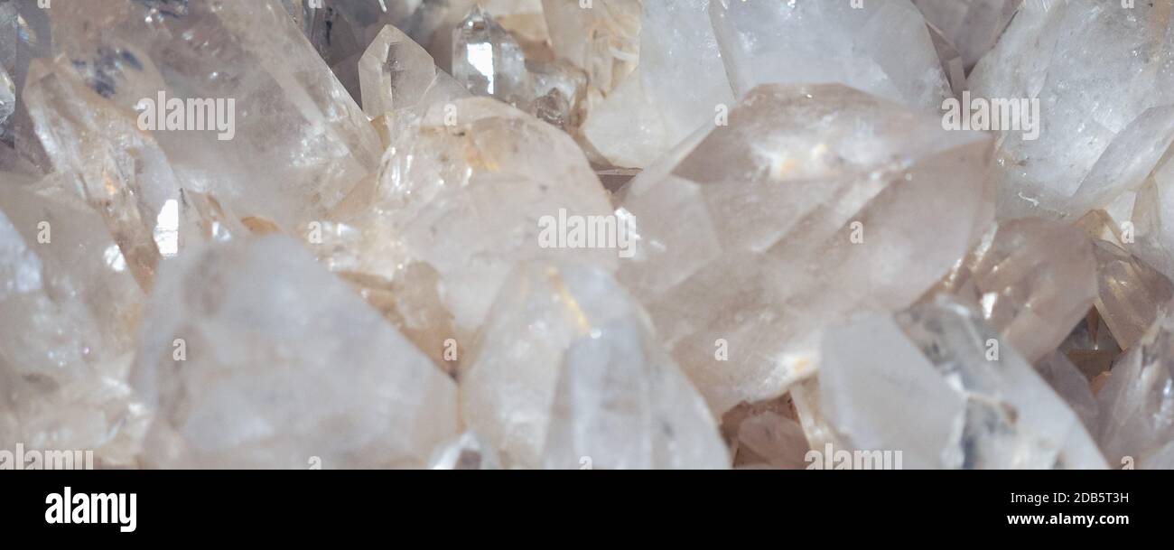 Quartz mineral crystals, made of silicon and oxygen atoms Stock Photo ...