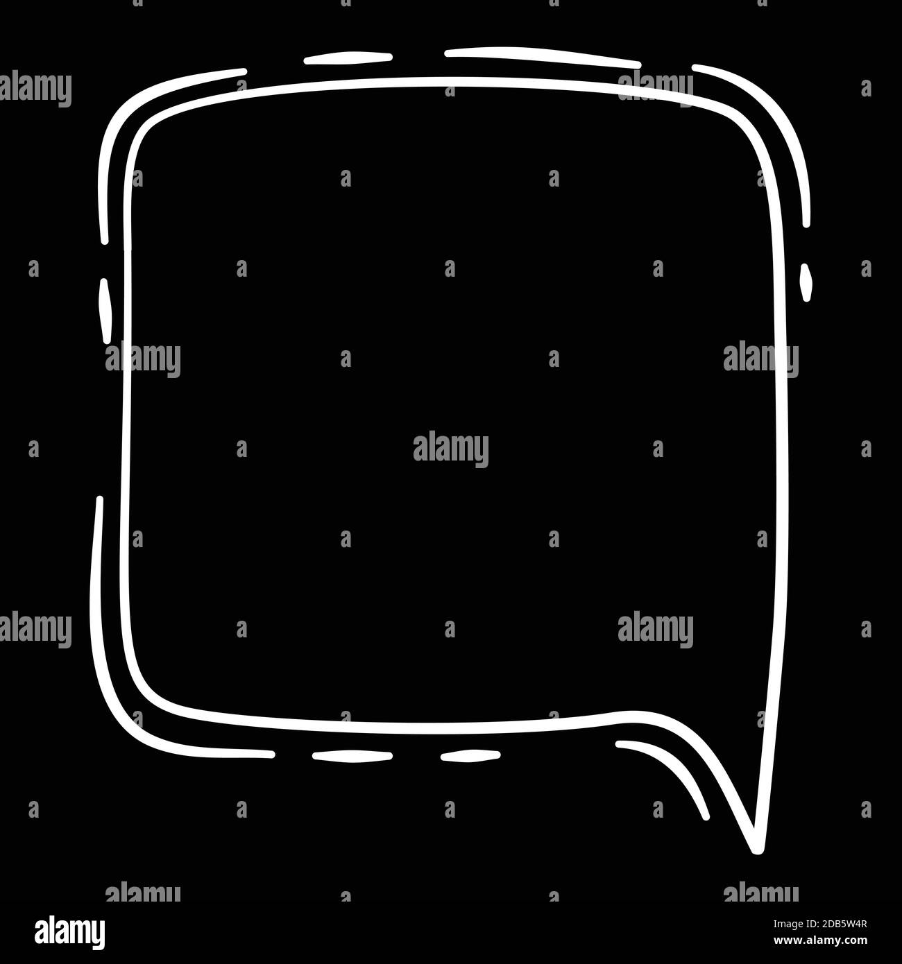 Comic square speech bubble pop art icon, hand drawn and outline style ...