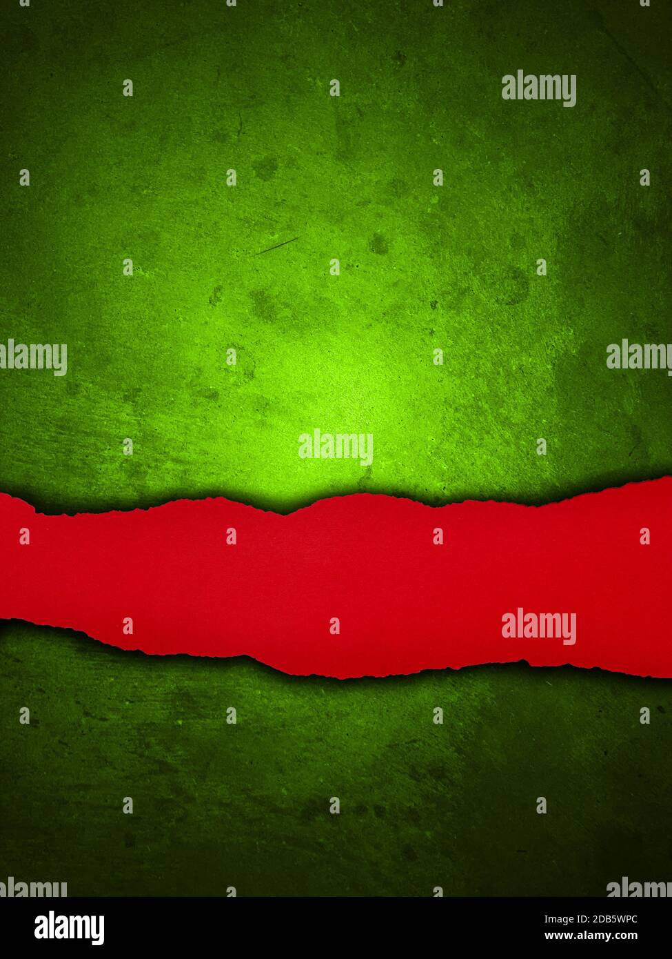 Red ripped banner on green background Stock Photo - Alamy