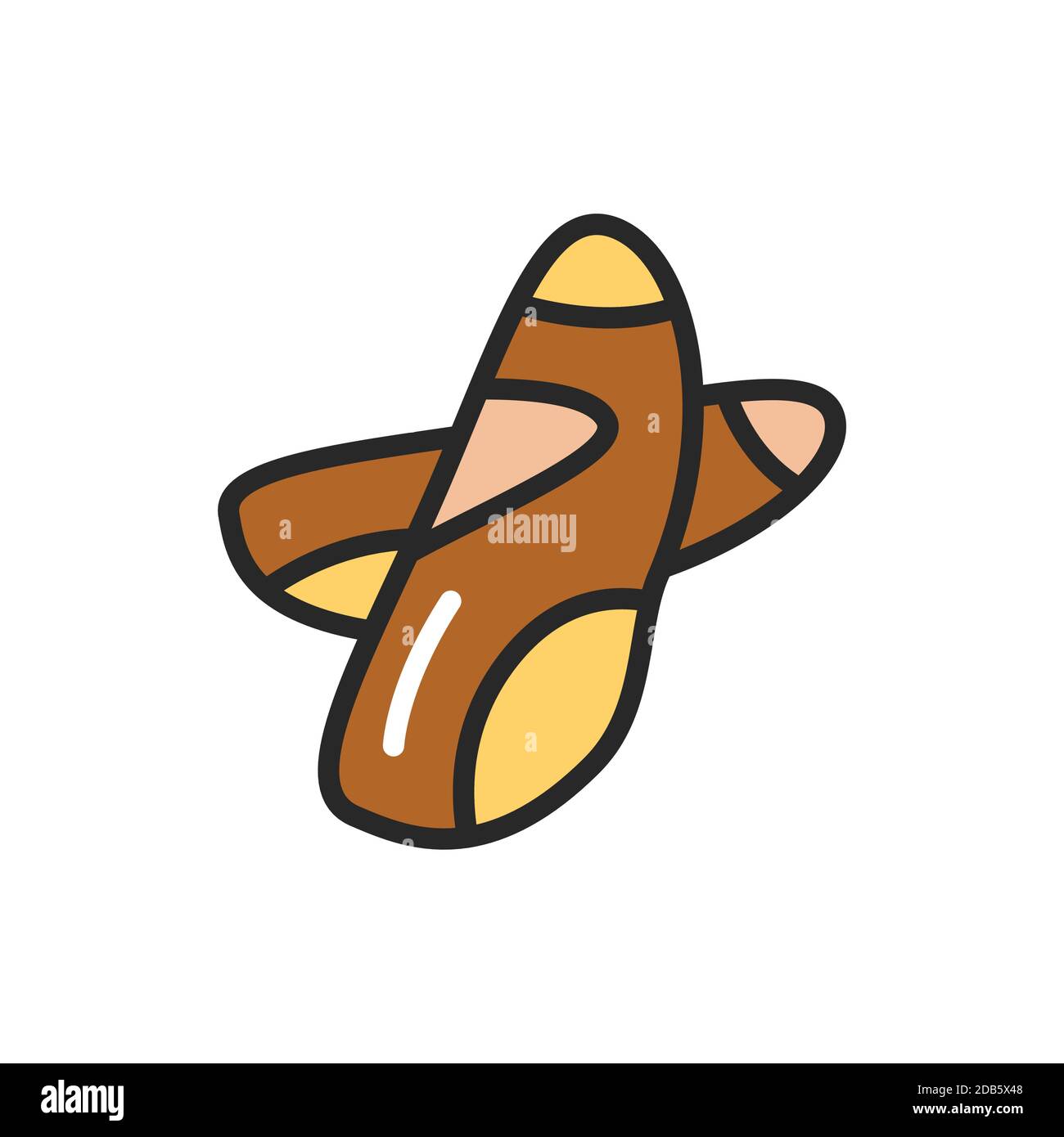 Brasil nut color line icon. Isolated vector element. Outline pictogram ...