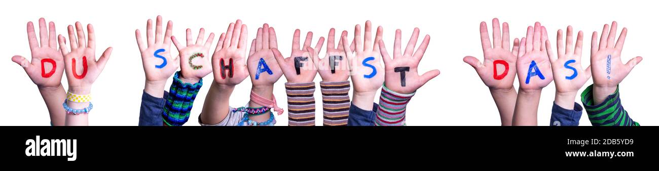 Children Hands Building Colorful German Word Du Schaffst Das Means You ...