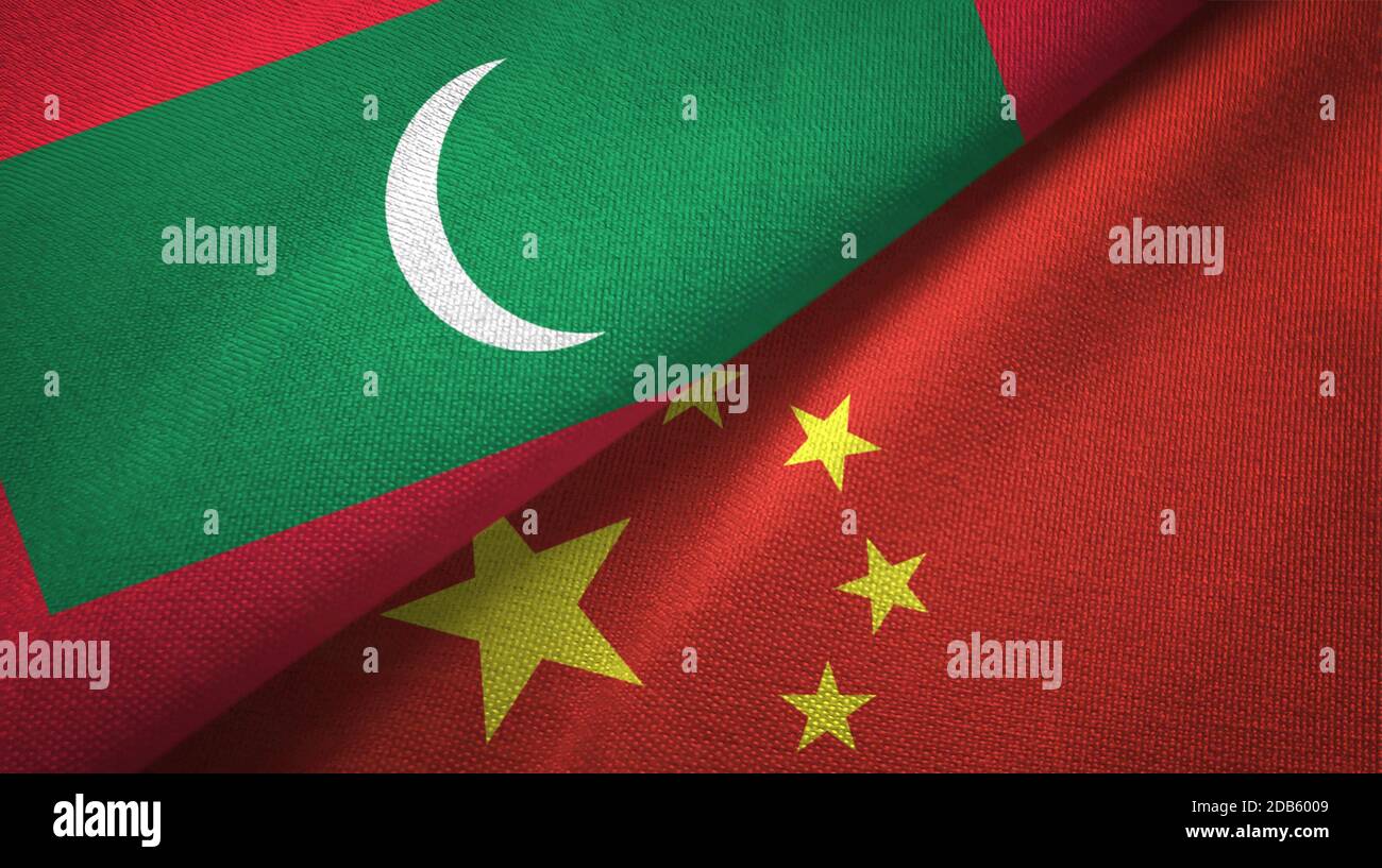 Maldives and China two flags textile cloth, fabric texture Stock Photo ...