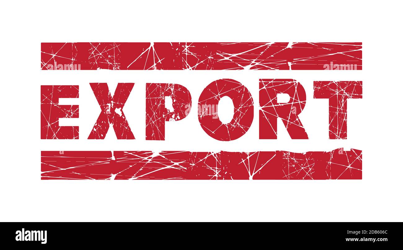 A red rubber inkk stamped mark stating export over a white background ...