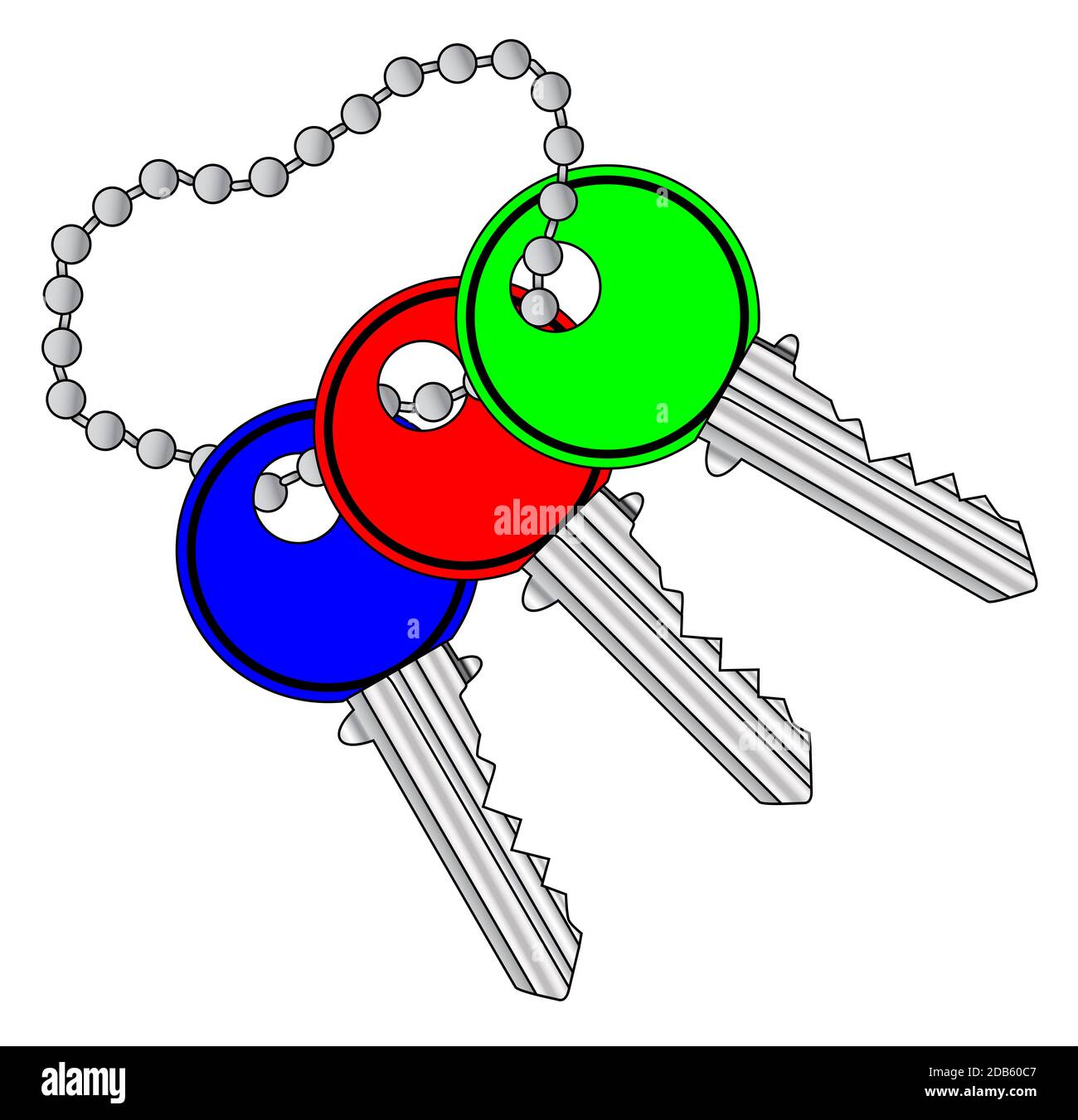 A collection of color coded latch keys on a white background Stock ...