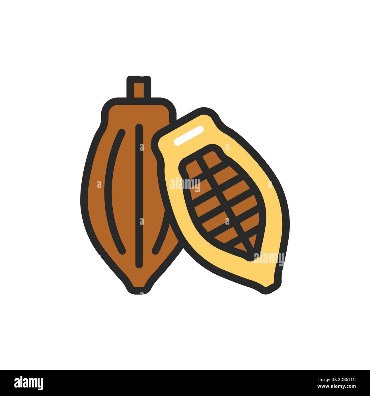 Cacao pod color line icon. Isolated vector element. Outline pictogram ...