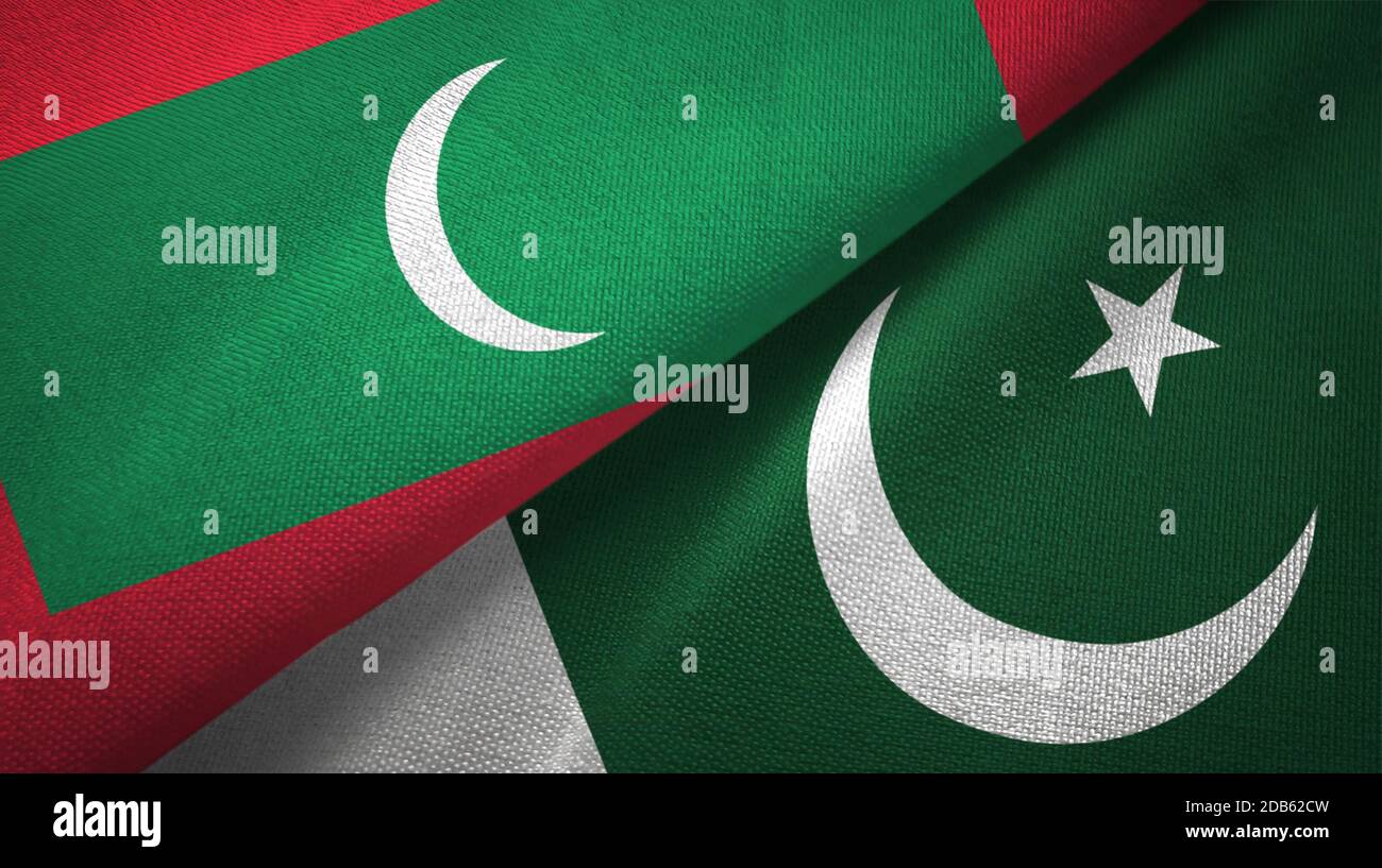 Maldives and Pakistan two flags textile cloth, fabric texture Stock ...
