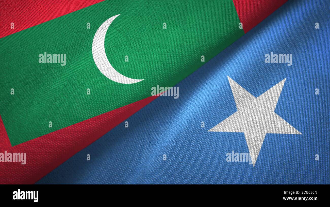Maldives and Somalia two flags textile cloth, fabric texture Stock ...