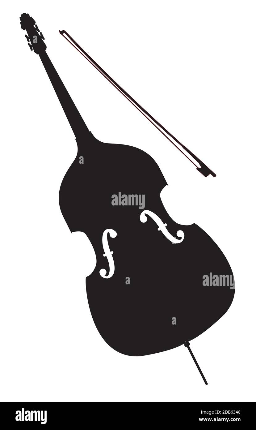 A cartoon style isolated and traditional double bass and bow Stock ...