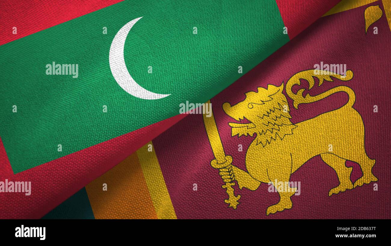 Maldives and Sri Lanka two flags textile cloth, fabric texture Stock ...