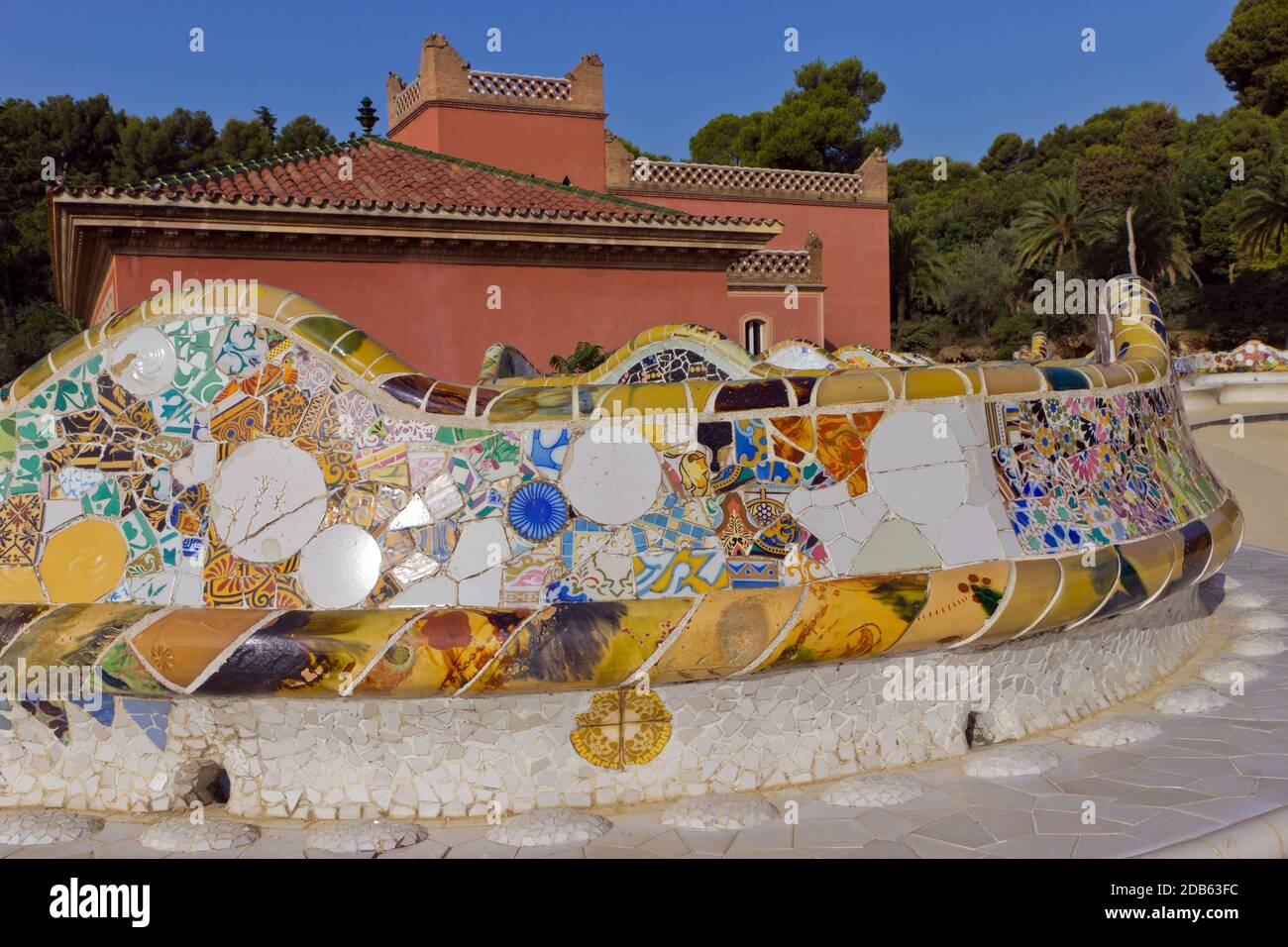 Park Guell bench ceramic designed by Antonio Gaudi Stock Photo - Alamy