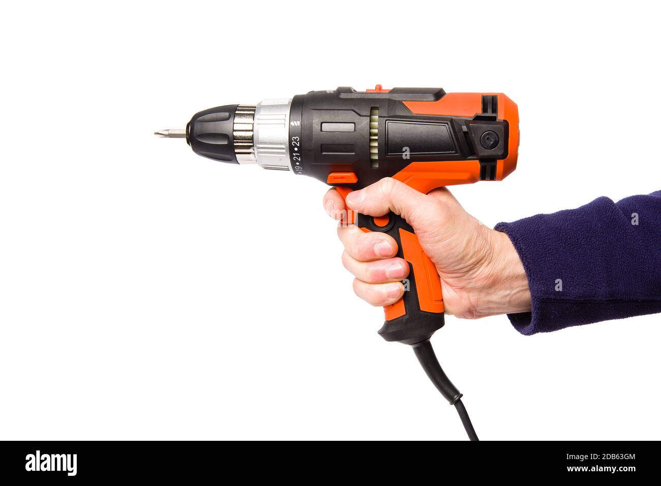 Hand-held electric screwdriver or drill isolated on white background ...