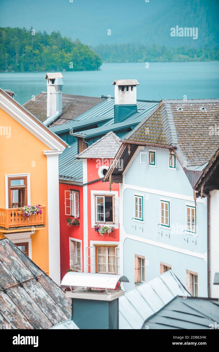 view of austrian building at alpine lakeside Stock Photo - Alamy