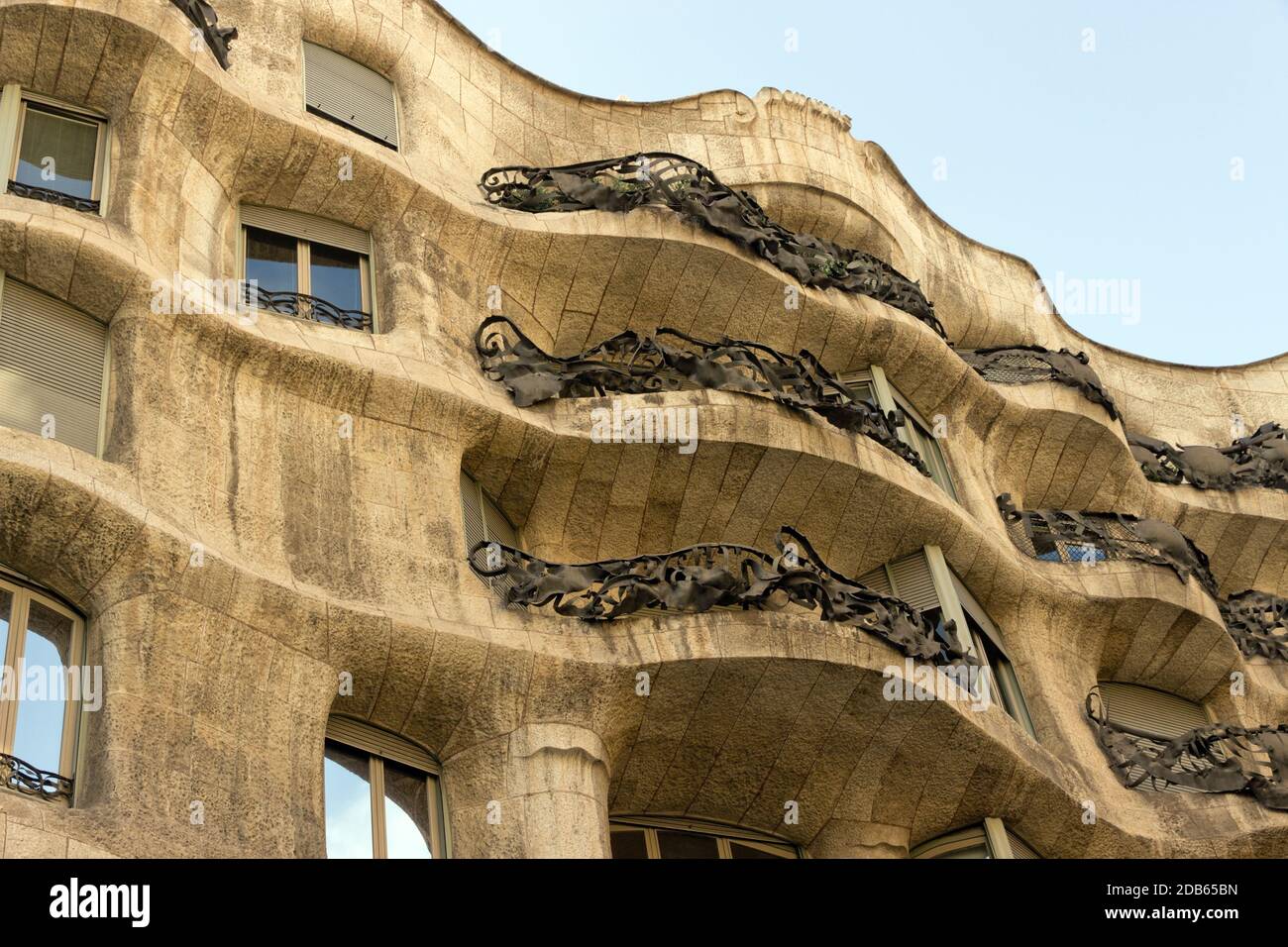 BARCELONA, SPAIN Modernism style architecture Casa Mila aka La Pedrera ...