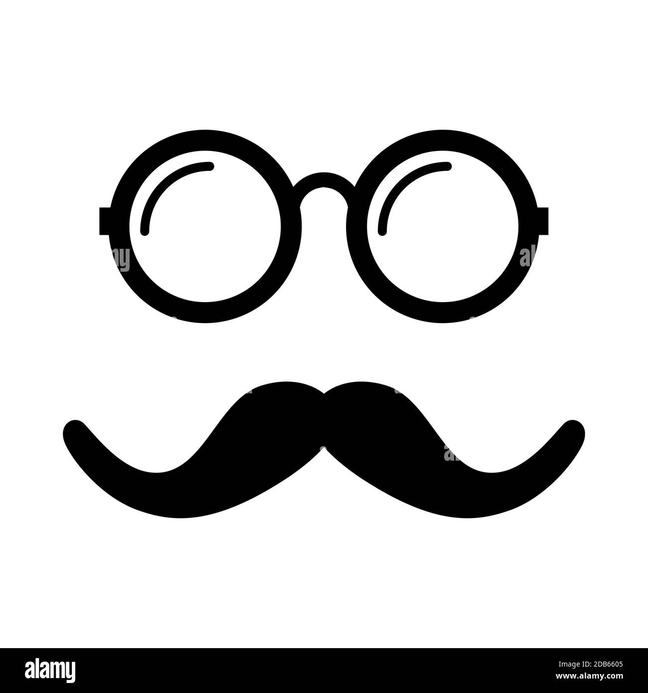 Round Framed Eyeglasses and Moustache Icon. Vector Image Stock Vector ...