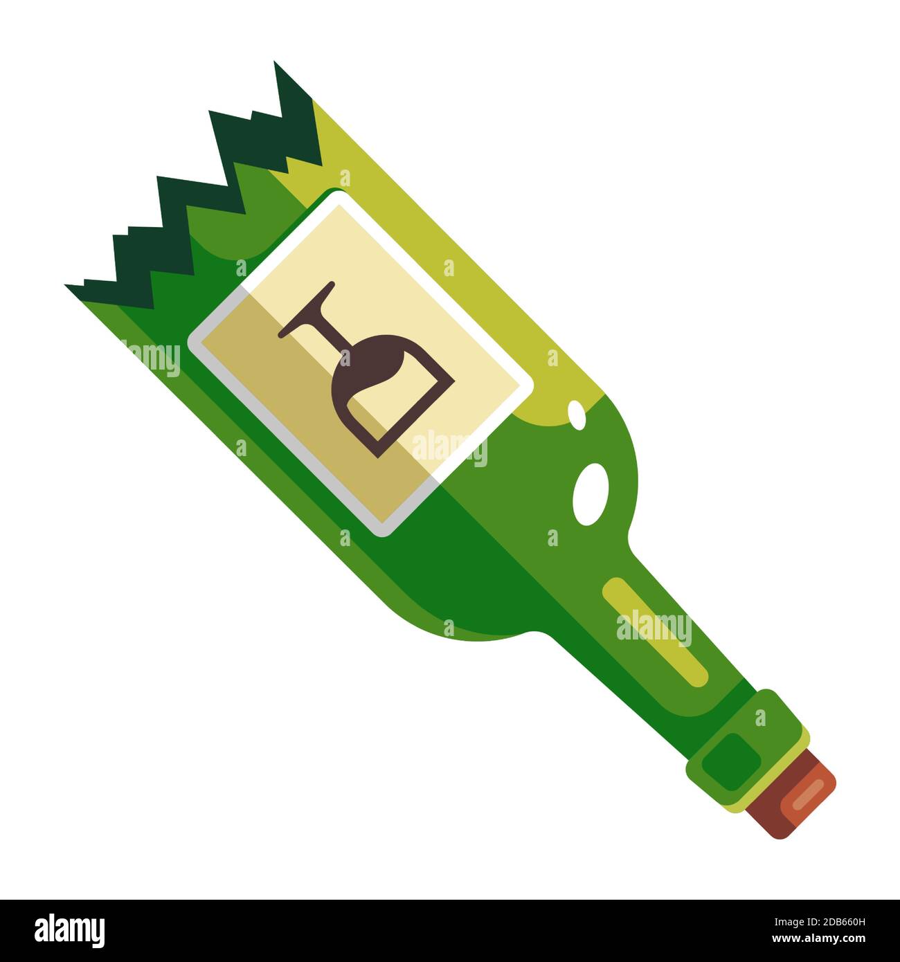 broken green bottle. sharp glass edges. flat vector illustration ...