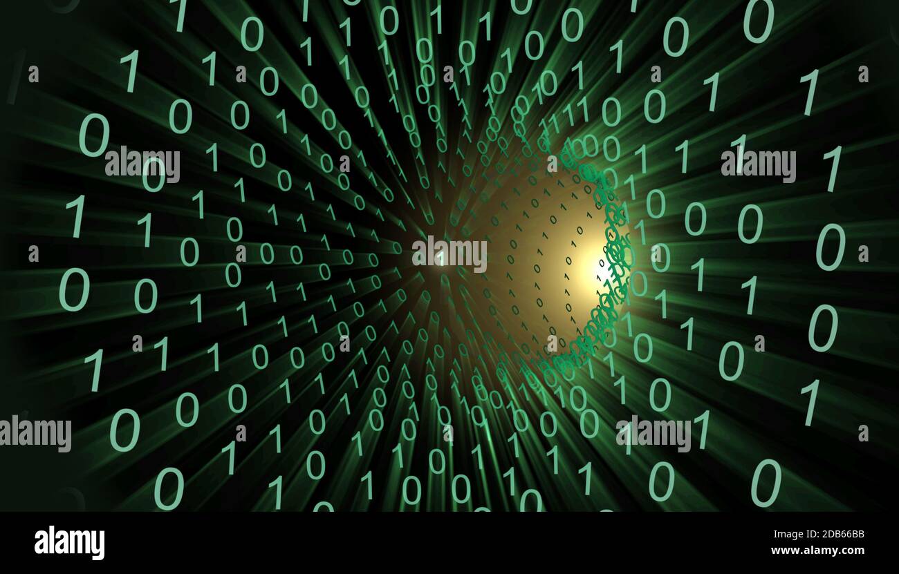 Abstract binary code green tunnel hi-res stock photography and images ...
