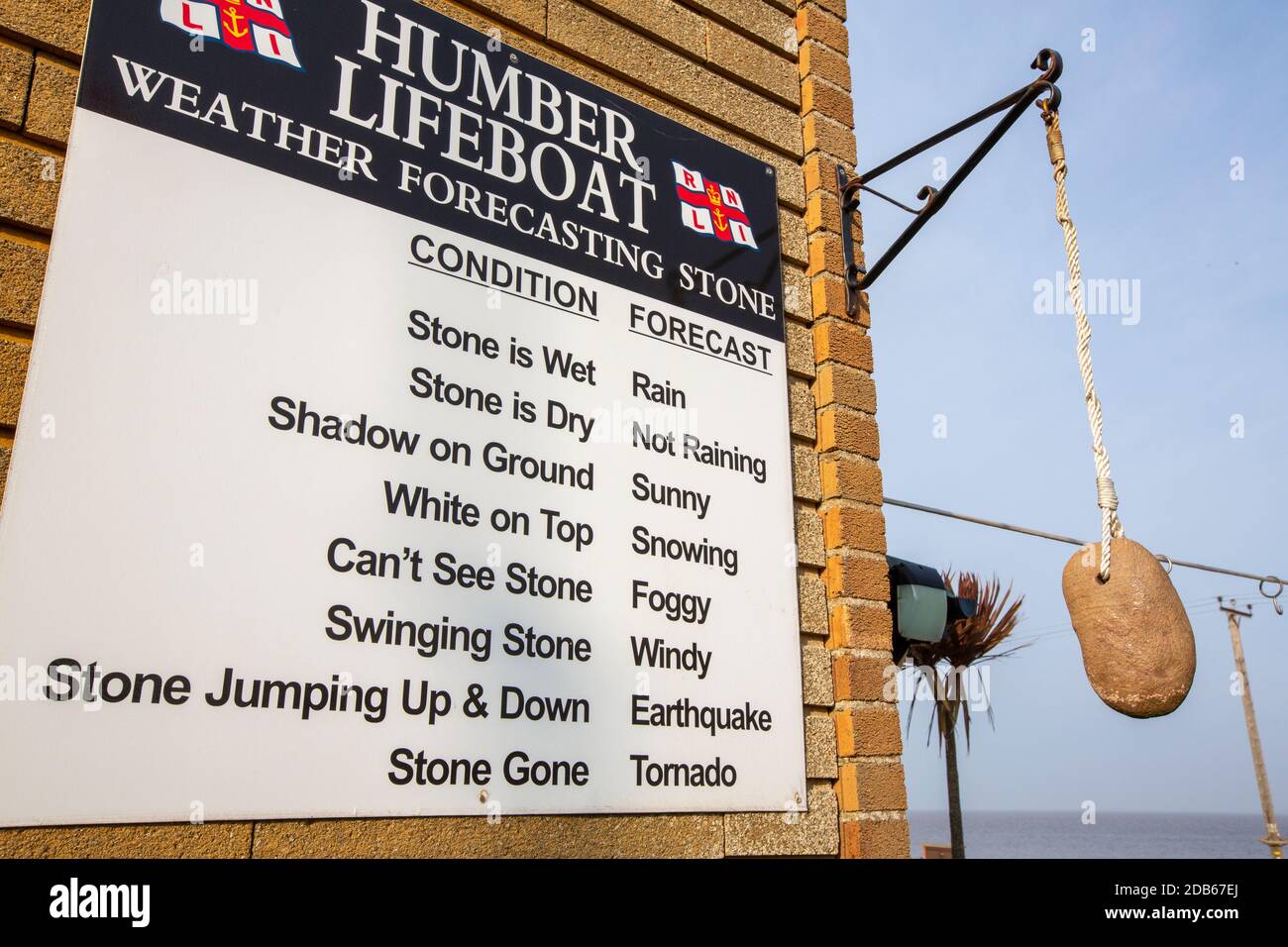 A weather forecasting stone on Spurn Point National Nature Reserve ...