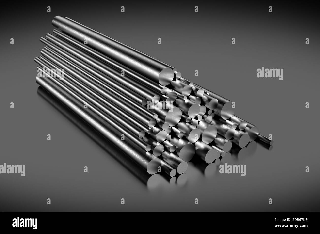 Stainless steel rods on dark background Stock Photo - Alamy