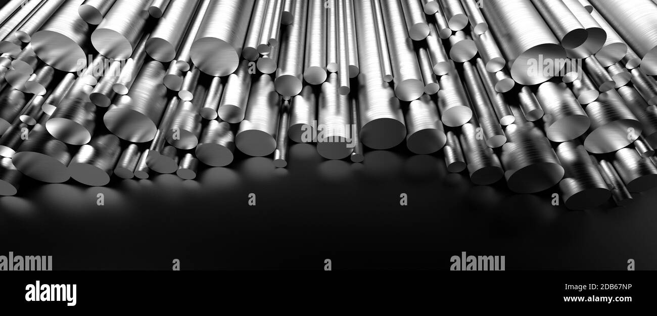Stainless steel rods on dark background Stock Photo - Alamy