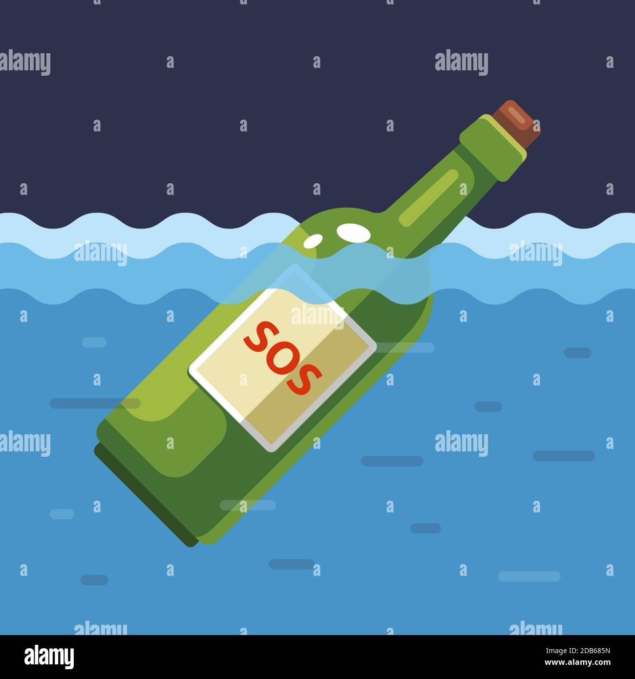 green bottle with the inscription sos. survivor of the shipwreck asking ...