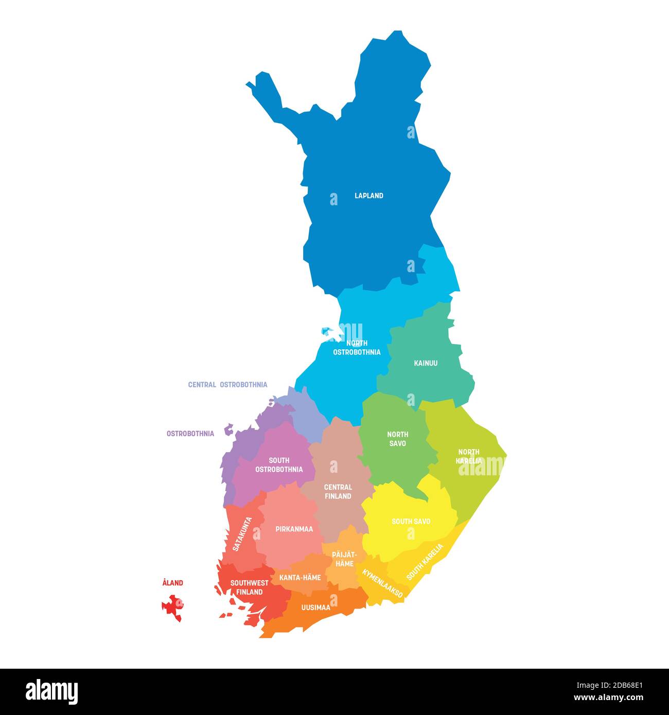 Colorful political map of Finland. Administrative divisions - regions ...