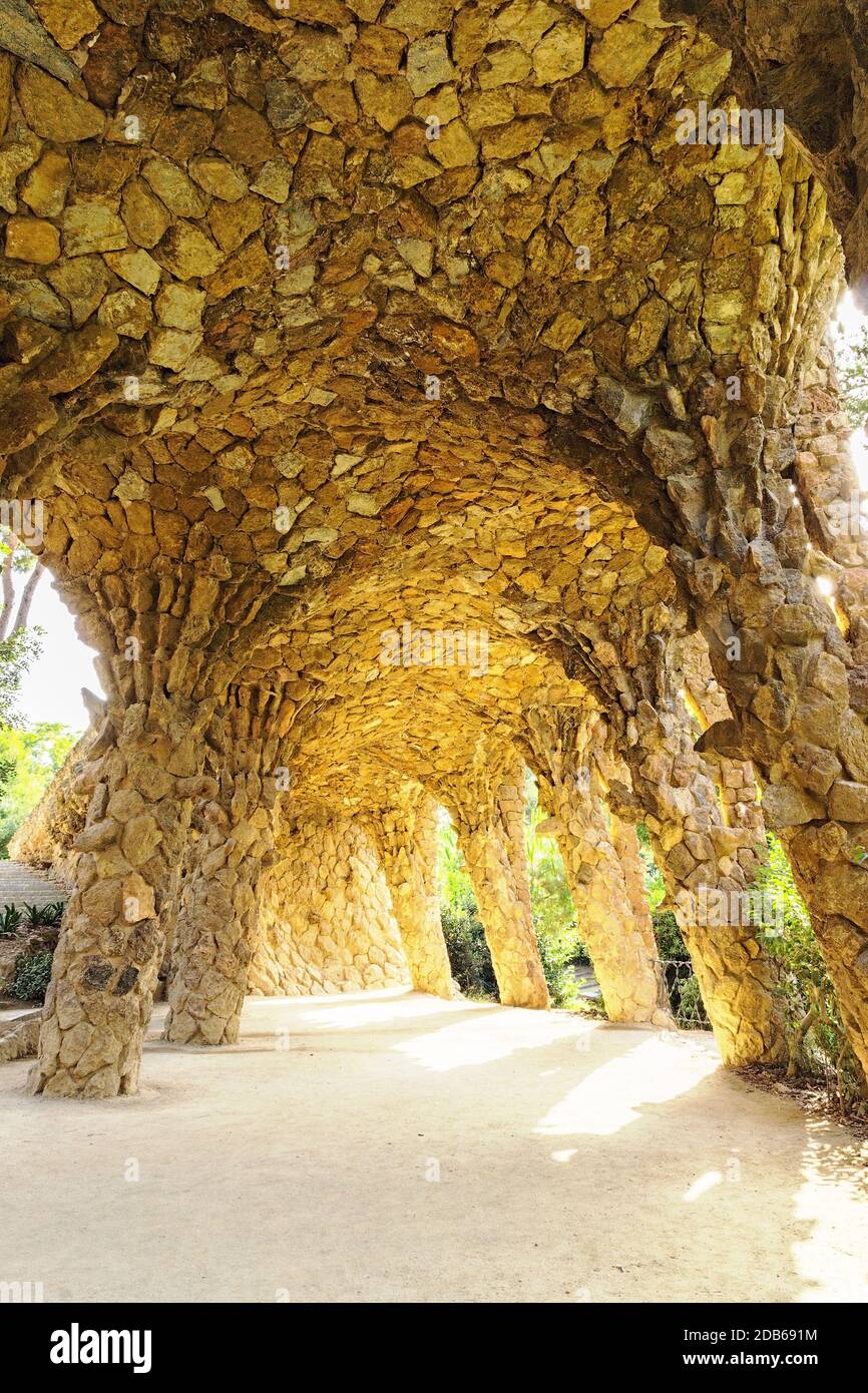 large organic looking columns made from stone Barcelona Spain by famous ...