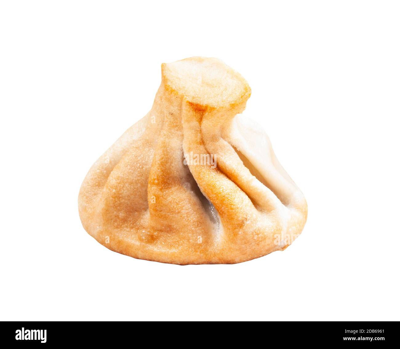 georgian cuisine - single fried khinkali (dumpling) isolated on white ...