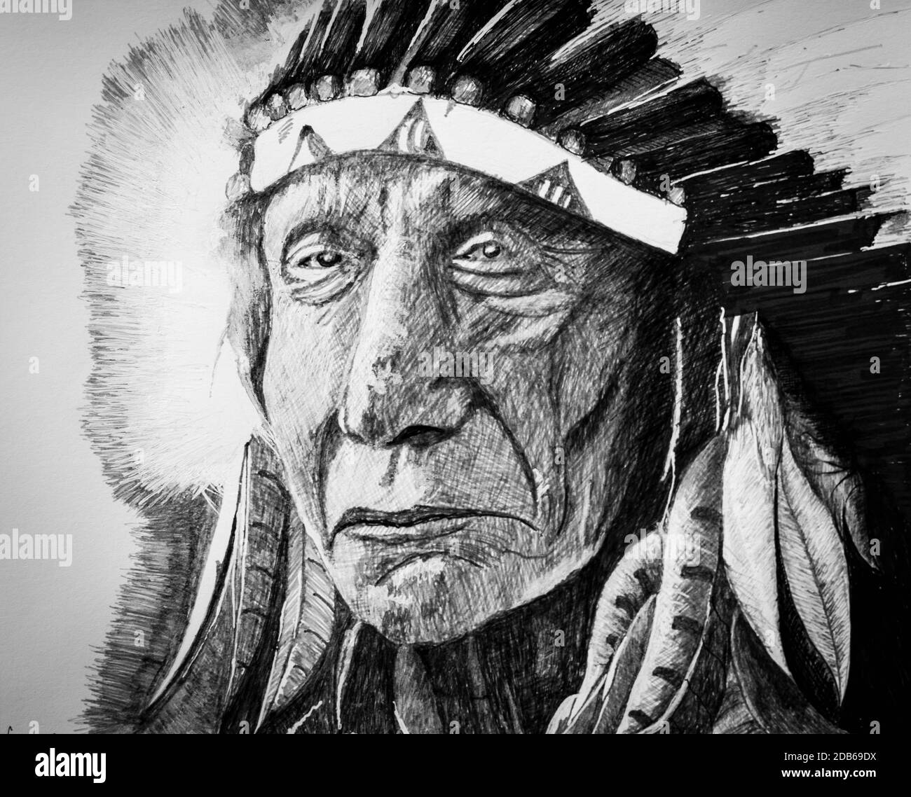 Red indian chief Black and White Stock Photos & Images - Alamy