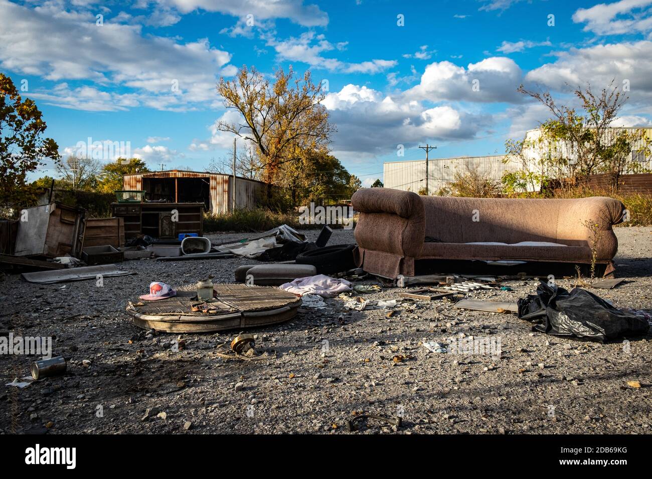 A view of abandoned things on an open ground Stock Photo - Alamy
