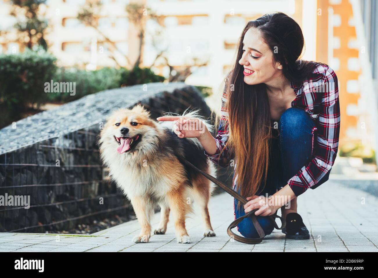 Young woman showing dog hi-res stock photography and images - Alamy