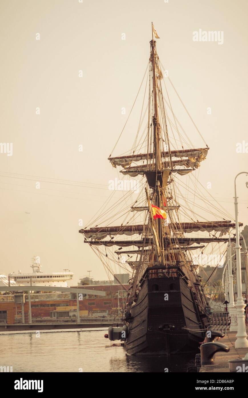 Old sailing ship. Sailing. Yachting Wood Deck. Sailing ship Stock Photo ...