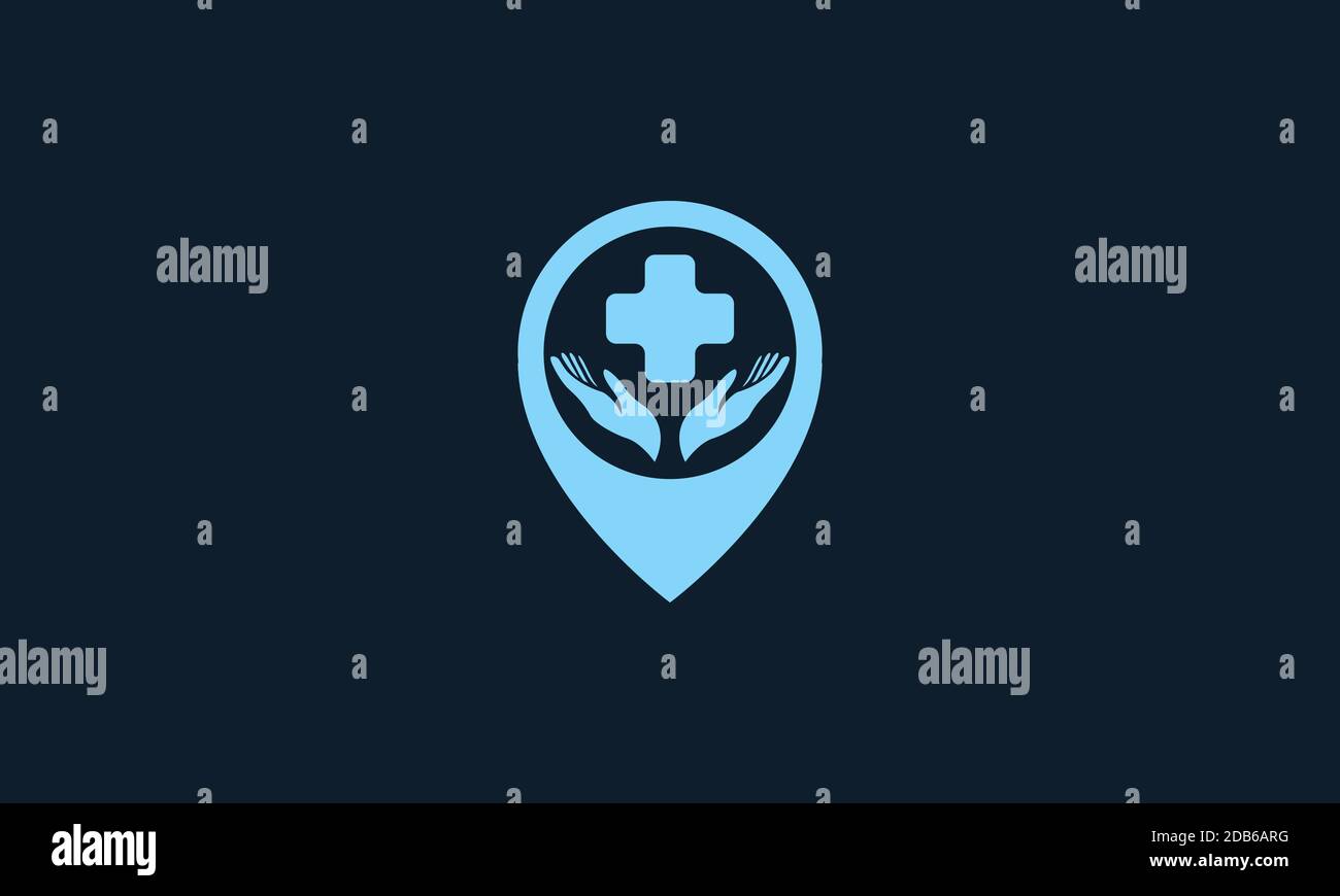 medical health hospital cross with map pin location logo icon vector ...