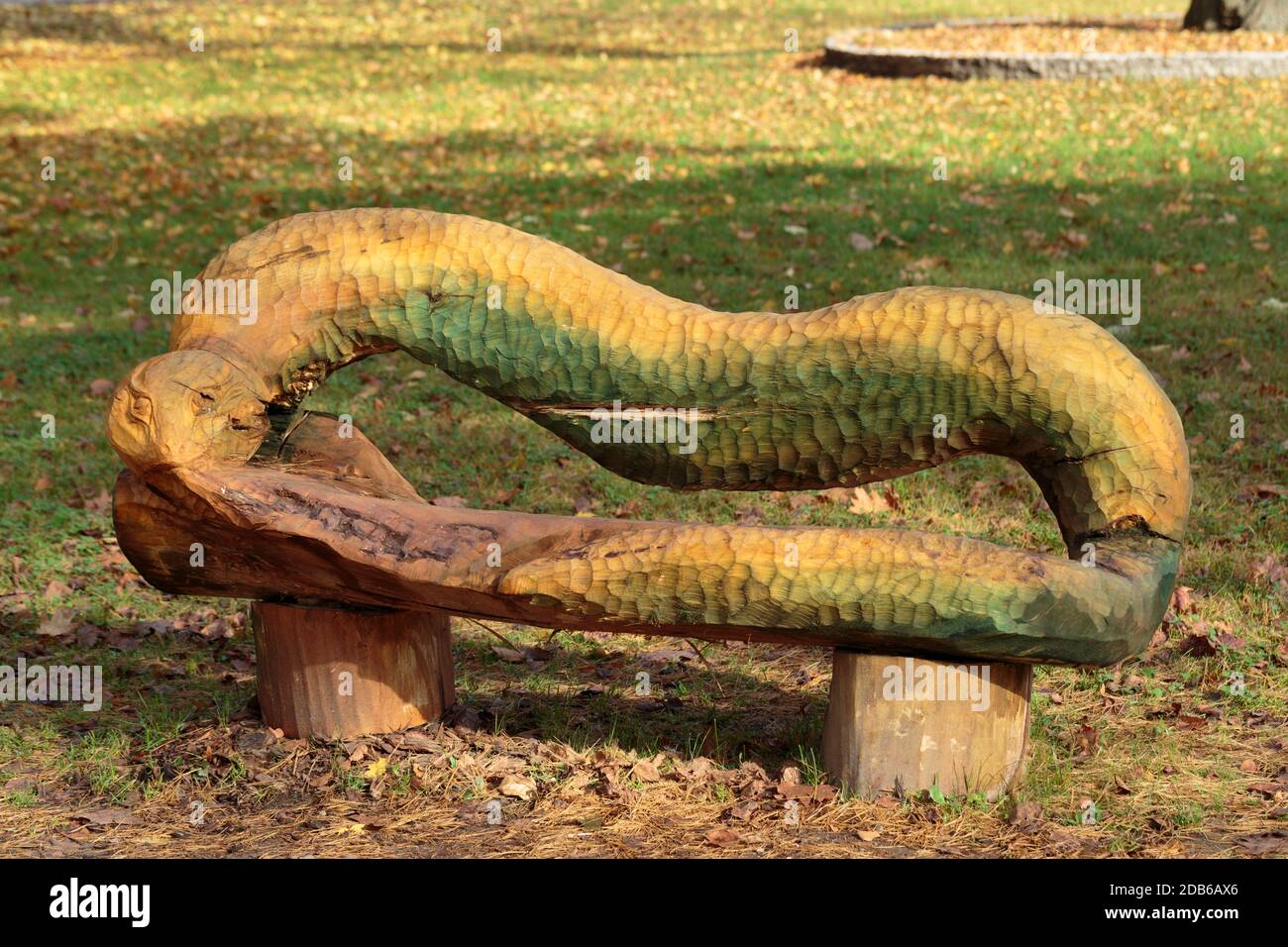 the bench in the park with the back in the form of the snake Stock ...