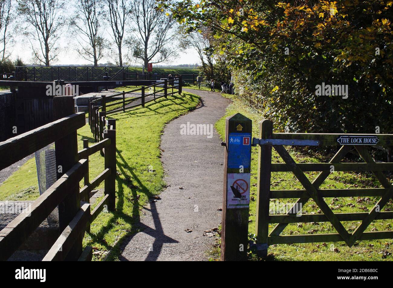 gate to the national cycle network footpath along the river Witham ...