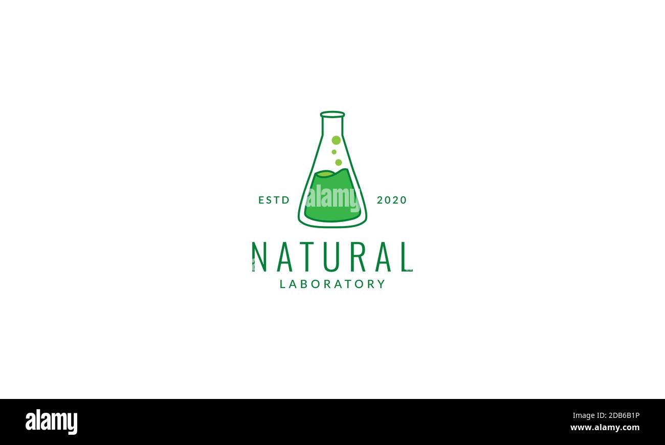 green laboratory bottle for nature experiment logo icon vector ...