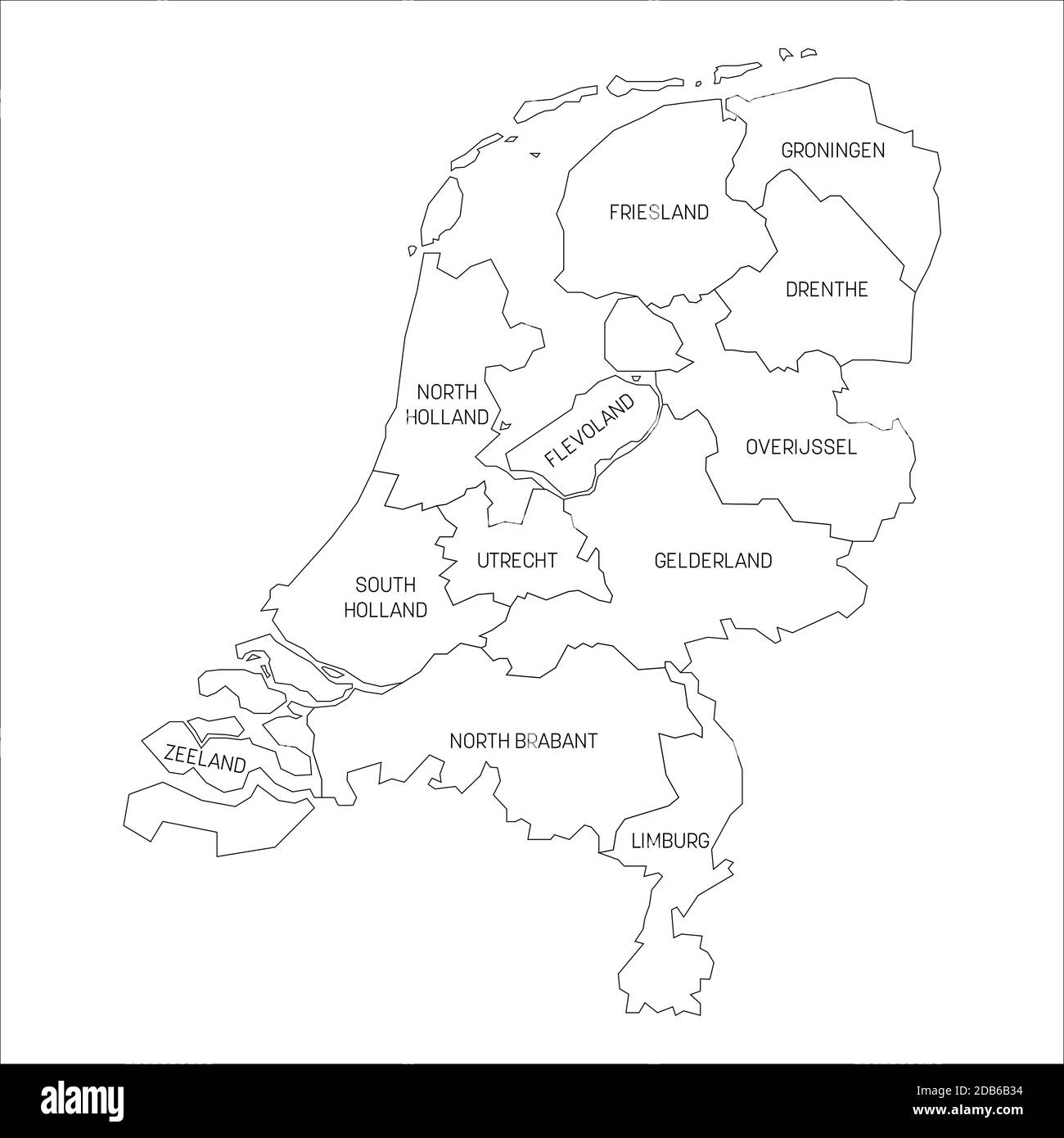 Black outline political map of Mexico. Administrative divisions ...