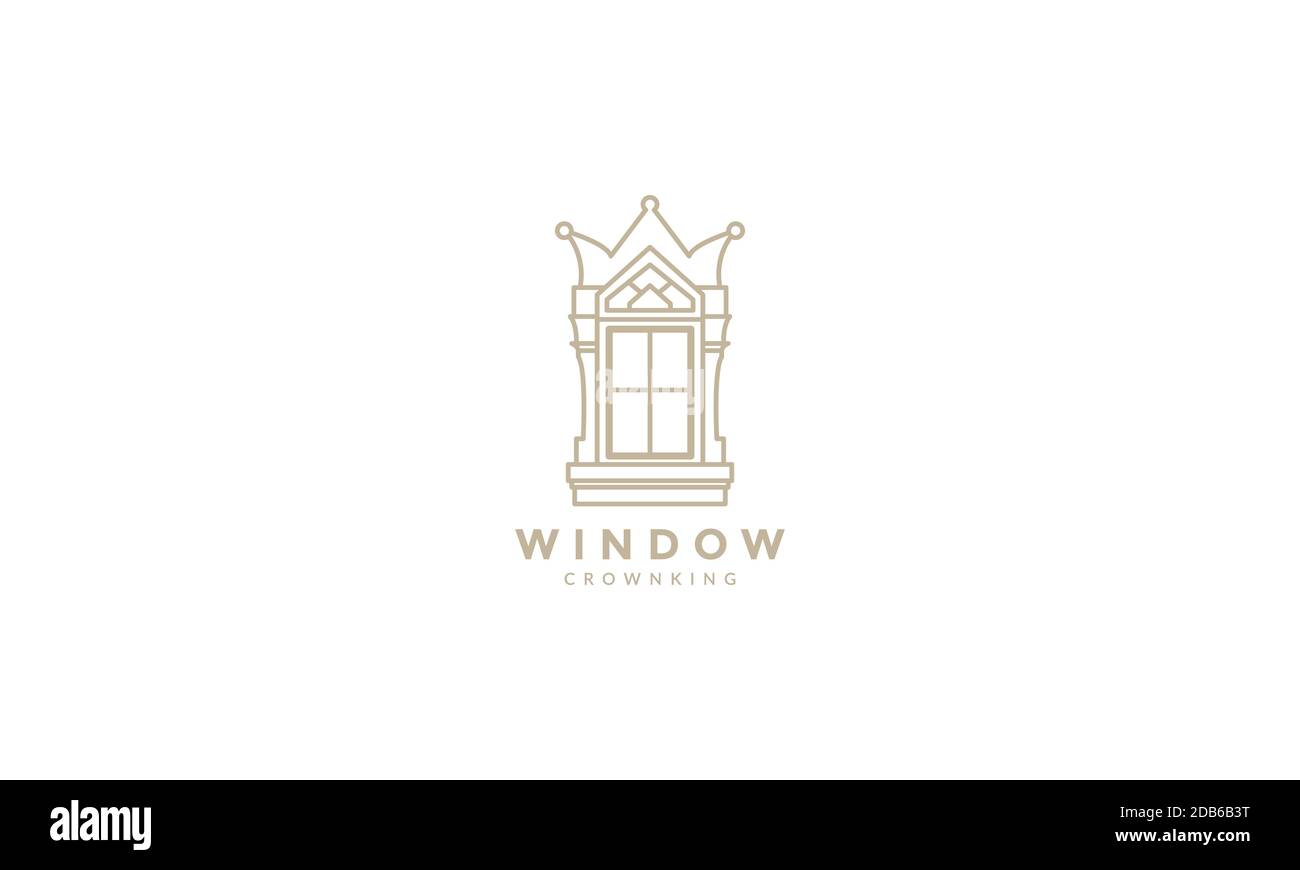 window shape line with crown logo icon vector illustration design Stock ...