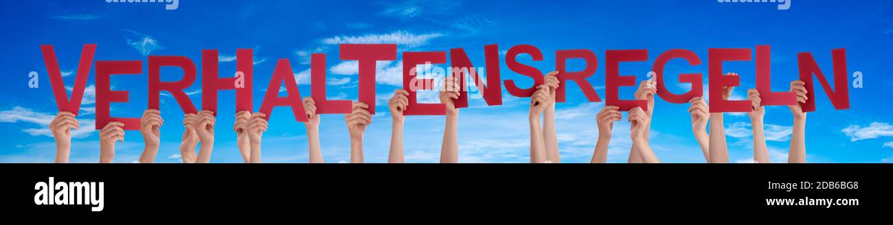 People Hands Holding Colorful German Word Verhaltensregeln Means Code ...