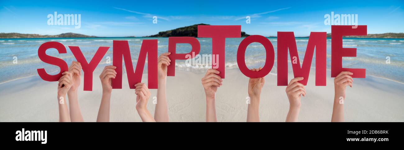 People Hands Holding Red English Word Symptome Means Symptom. Ocean And ...