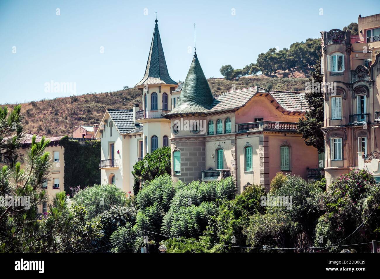 architectures in Barcelona, Spain. Vintage retro style Stock Photo - Alamy