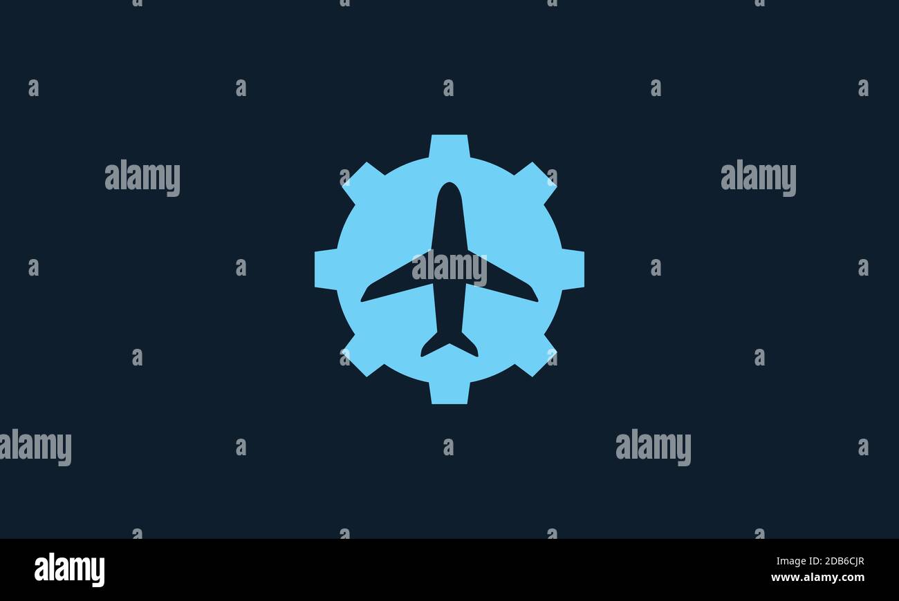 gear shape with airplane fly travel transportation logo icon vector ...