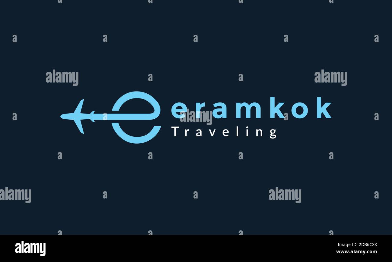 letter e with airplane fly travel transportation logo icon vector ...