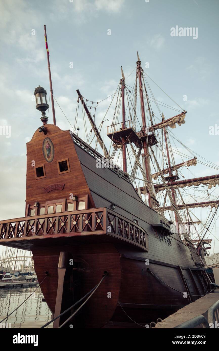 Old sailing ship. Sailing. Yachting Wood Deck. Sailing ship Stock Photo ...